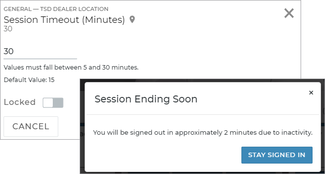 Session Timeout (Minutes) (Management setting)
